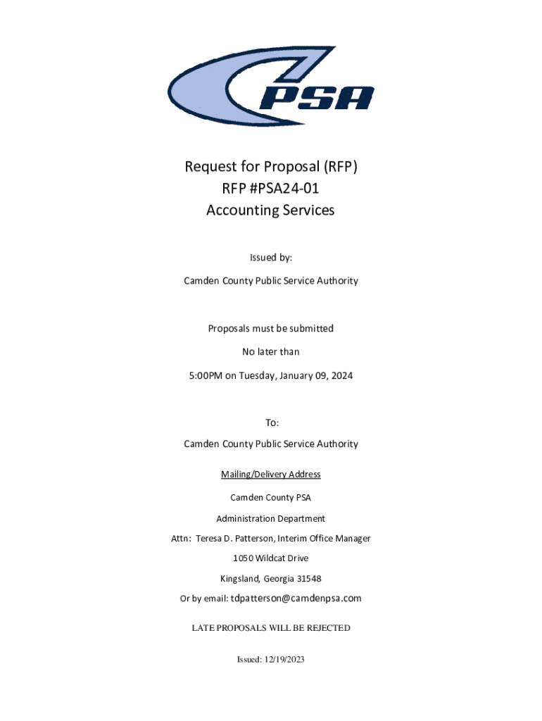 Fillable Online Request for Proposal (RFP) RFP #PSA24-01 Accounting ...