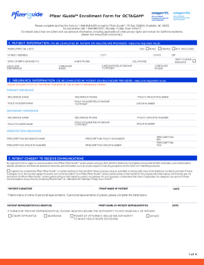 Fillable Online Pfizer IGuide Enrollment Form for OCTAGAM Fax Email ...
