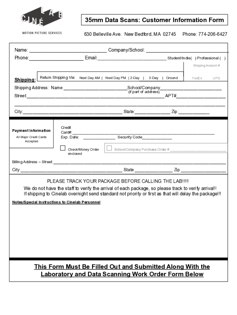 Fillable Online Archival 8mm Movie Digital Transfer Form Fax Email Print - pdfFiller