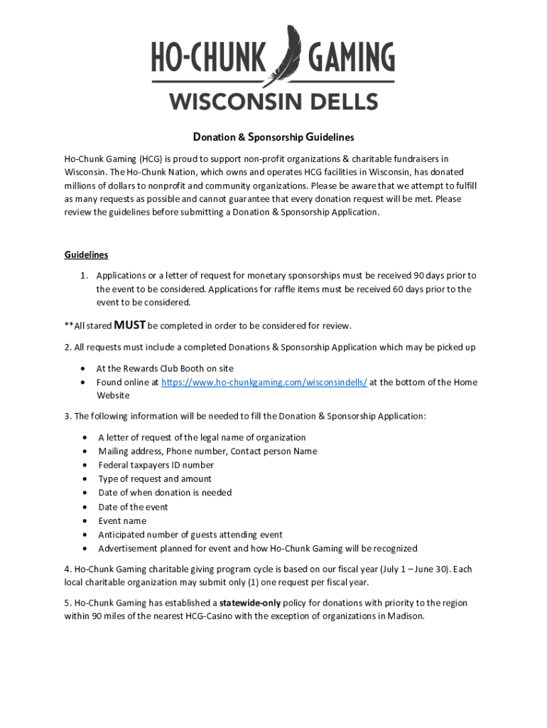 Fillable Online Fillable Online Donation Request - Ho-Chunk Gaming Fax ... Fax Email Print ...