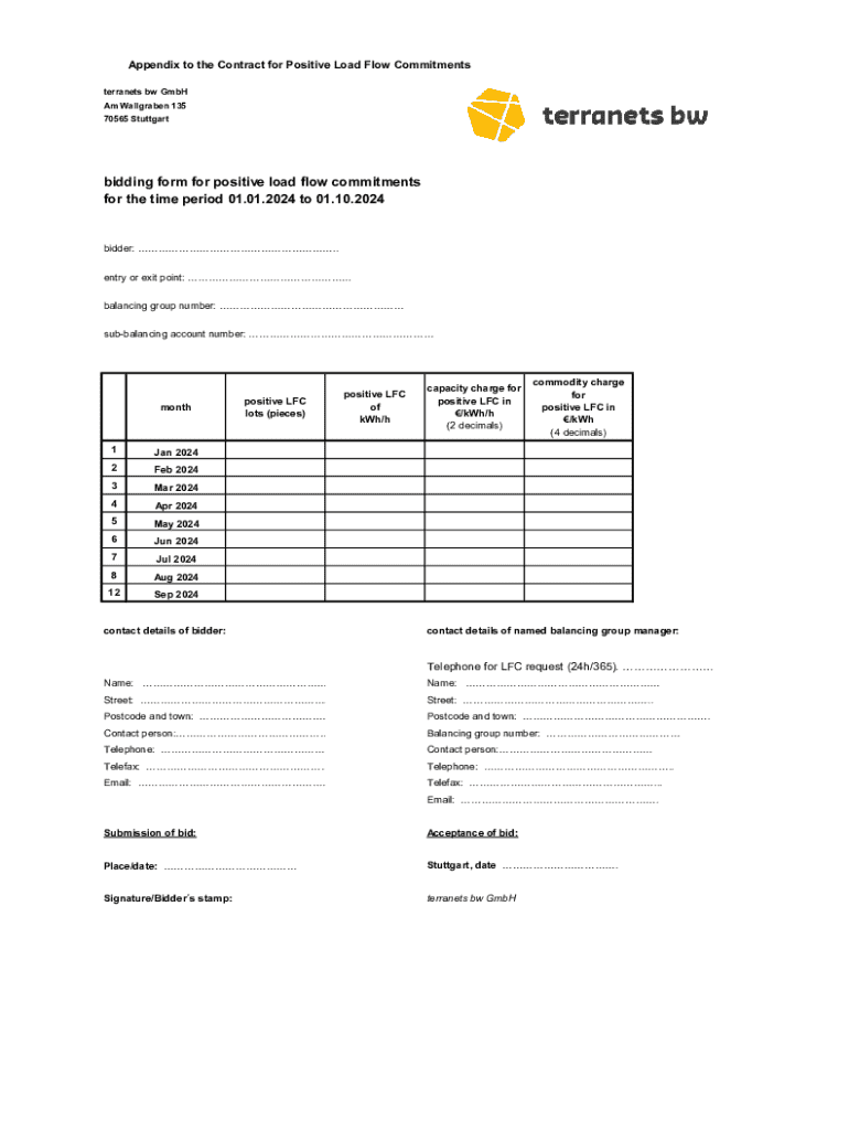 Fillable Online bidding form for positive load flow commitments for the time ... Fax Email Print ...