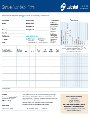 Fillable Online Industrial Sample Submission Form Fax Email Print ...