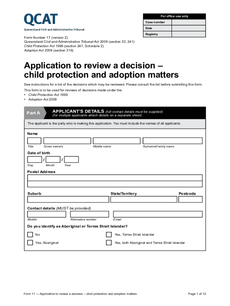 Fillable Online Form-17-Application-to-review-a-decision-child ...