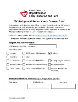 Fillable Online EEC Background Record Check Consent Form Fax Email ...