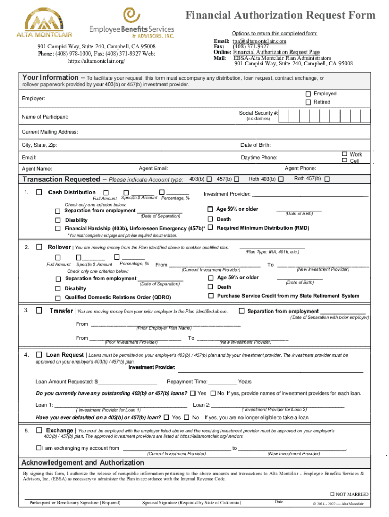 Fillable Online Financial Authorization Request Form Fax Email Print ...