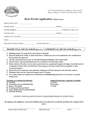 Fillable Online Deck Permit Application (Building Permit) Fax Email ...