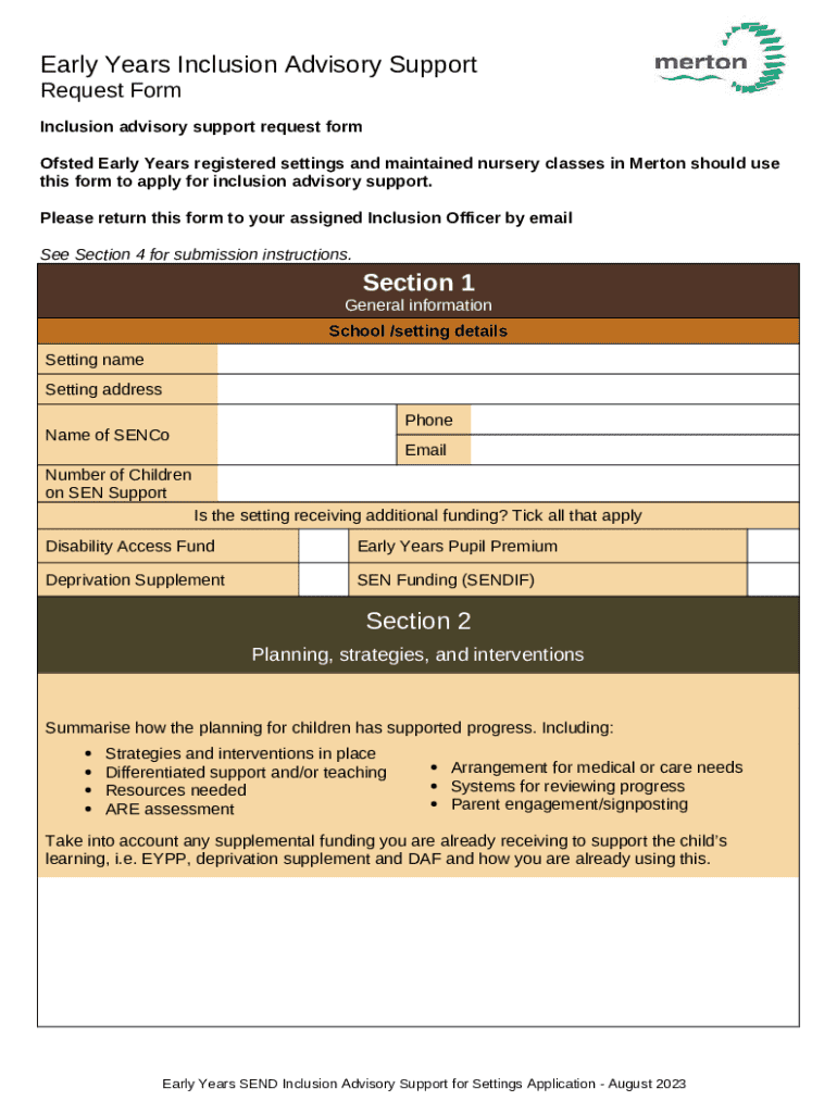 inclusion advisory support request Doc Template | pdfFiller