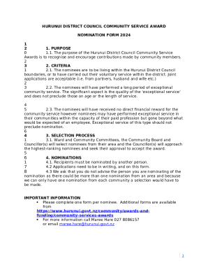 Community Services Awards Doc Template | pdfFiller