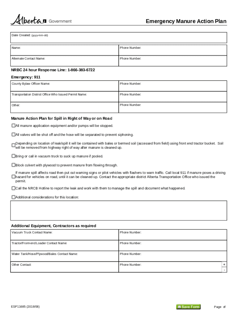 Fillable Online www1 agric gov ab Emergency Manure Action Plan. To assist farmers in applying ...