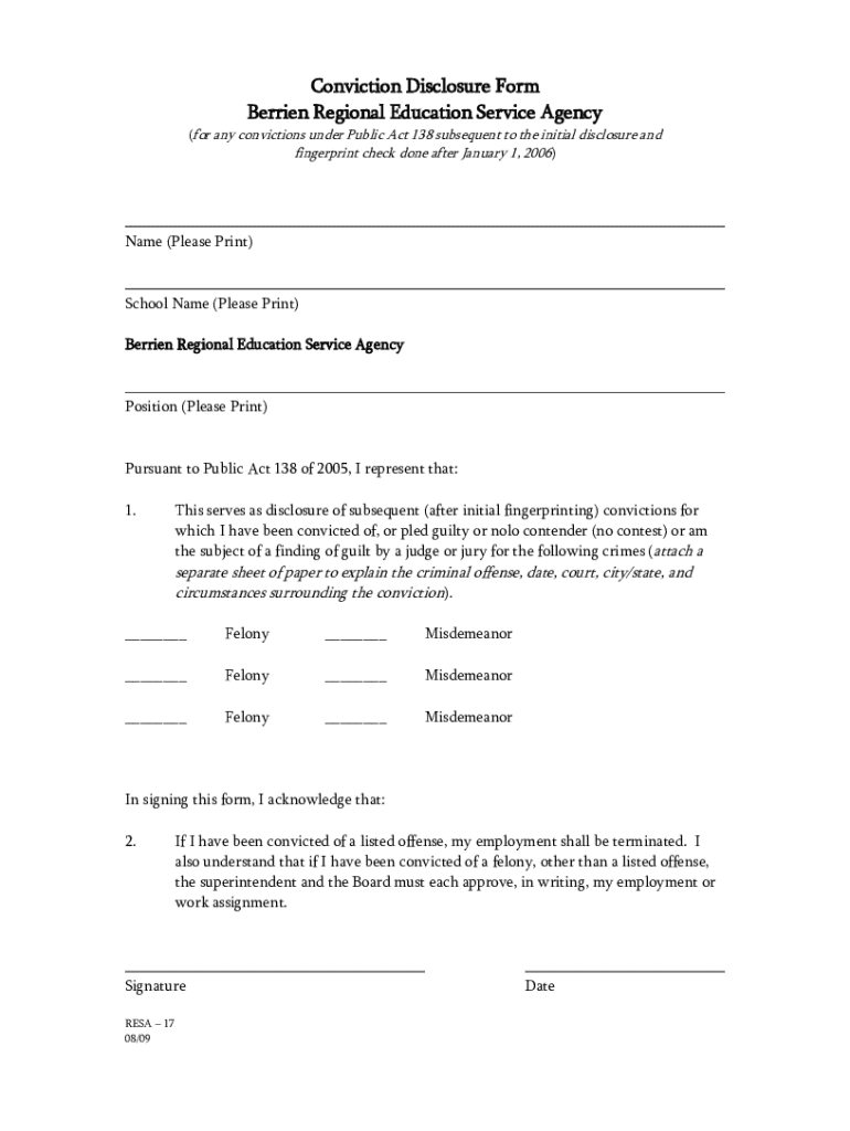 Fillable Online (for any convictions under Public Act 138 subsequent to ...