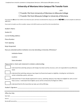 Fillable Online University of Montana Intra-Campus File Transfer Form ...