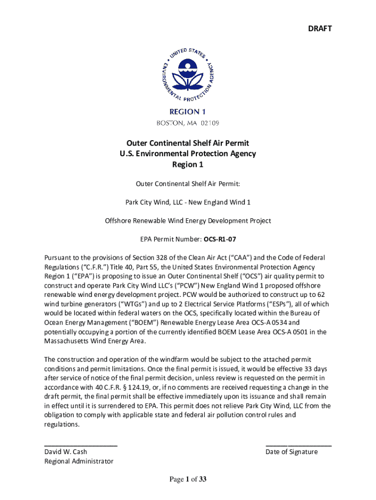 Fillable Online EPA New England issues three air permits for offshore ...