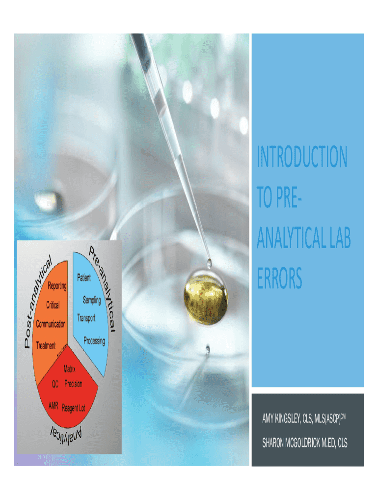 Fillable Online Pre-analytical errors management in the clinical ...