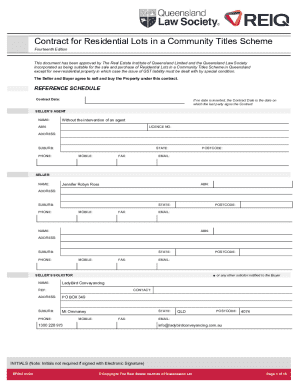 Fillable Online QLS/REIQ Contract for Residential Lots in a Community ... Fax Email Print ...
