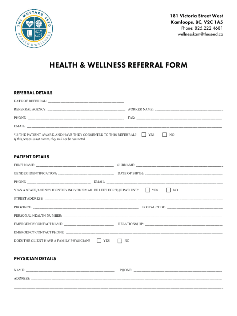 Fillable Online Home Health Referral FormHome & Community CareIH Fax ...