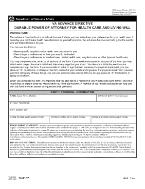 Fillable Online VA Form 10-0137. V. A. ADVANCE DIRECTIVE Fax Email ...