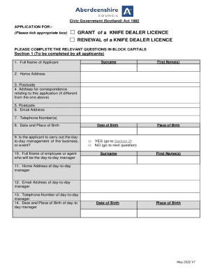 Fillable Online Knife Dealer Licence Application Form Fax Email Print ...