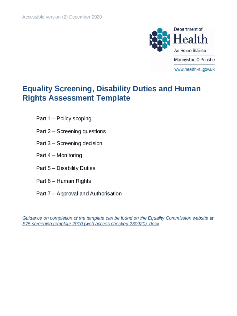 Equality and Human Rights Screening Template The PHA ... Doc Template ...