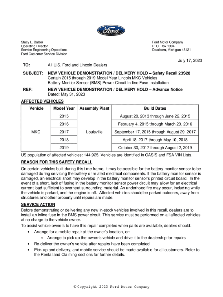 Fillable Online 23S28 - Full Dealer Bulletin wsig.docx Fax Email Print ...