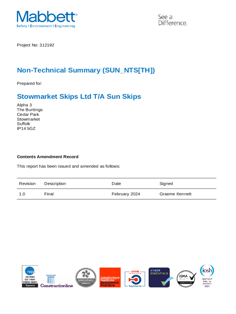 Application Bespoke Non-Technical Summary Doc Template | pdfFiller