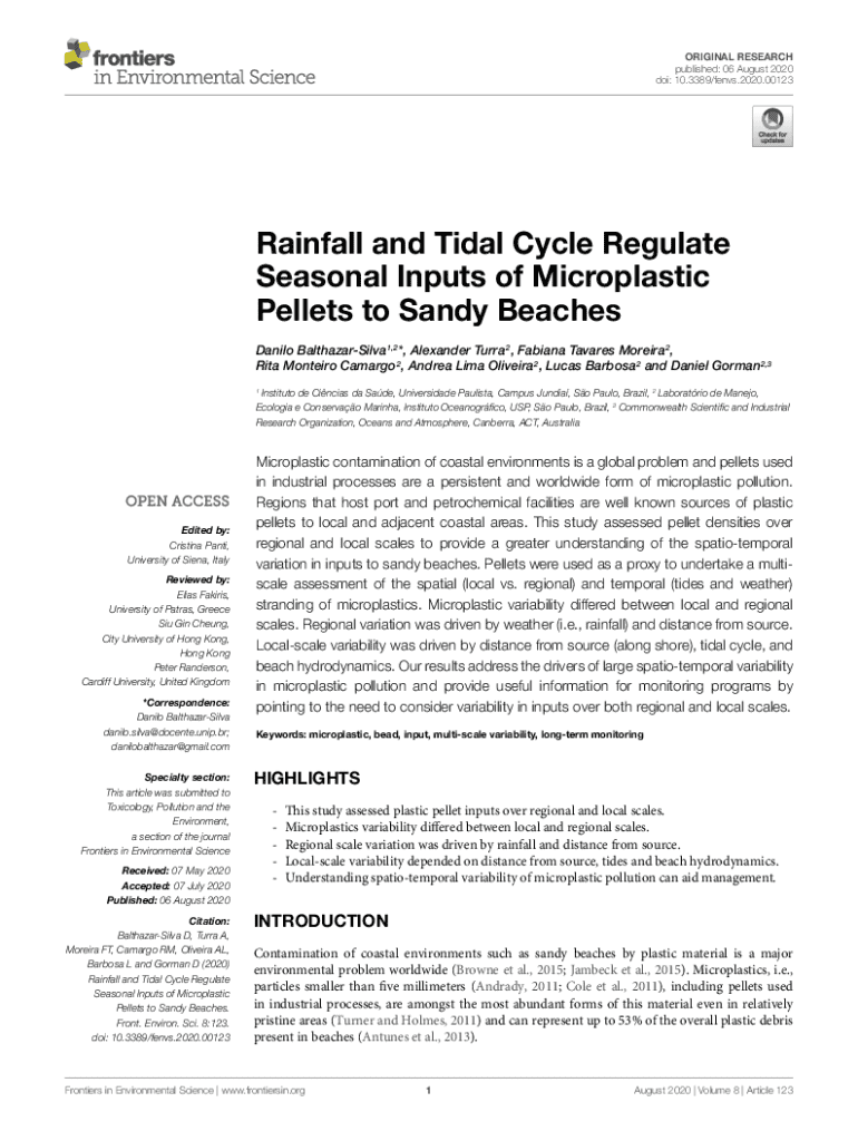 Fillable Online Rainfall and Tidal Cycle Regulate Seasonal Inputs of Microplastic Pellets to ...