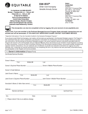 Fillable Online EQUI-VEST Series 201 (Roth Eligible) Product ID: 153 ...