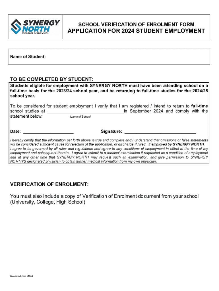Fillable Online school verification of enrolment form Fax Email Print ...