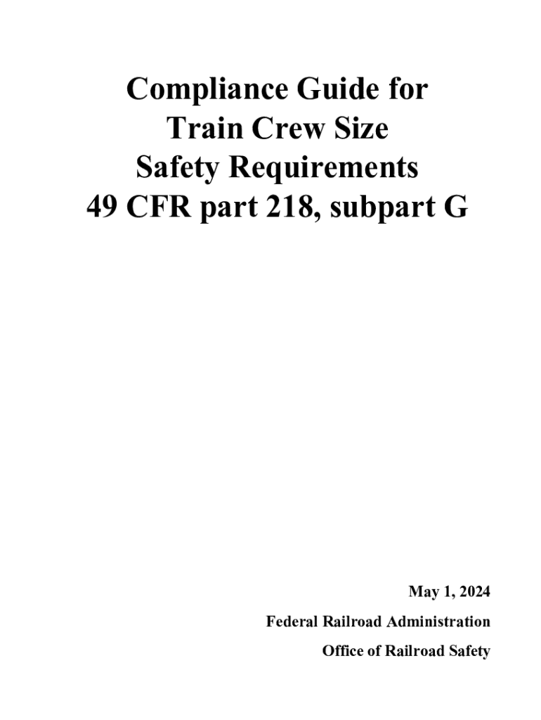 Fillable Online Compliance Guide for Train Crew Size Safety ...