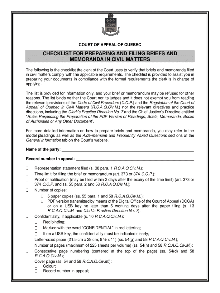 Fillable Online Statement of Facts Checklist - Legal Writing Fax Email ...