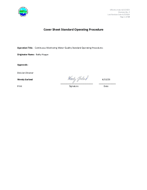 Fillable Online Cover Sheet Standard Operating Procedure Fax Email ...