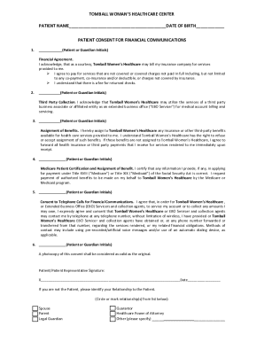 Fillable Online PATIENT CONSENT FOR FINANCIAL COMMUNICATIONS. Financial ...