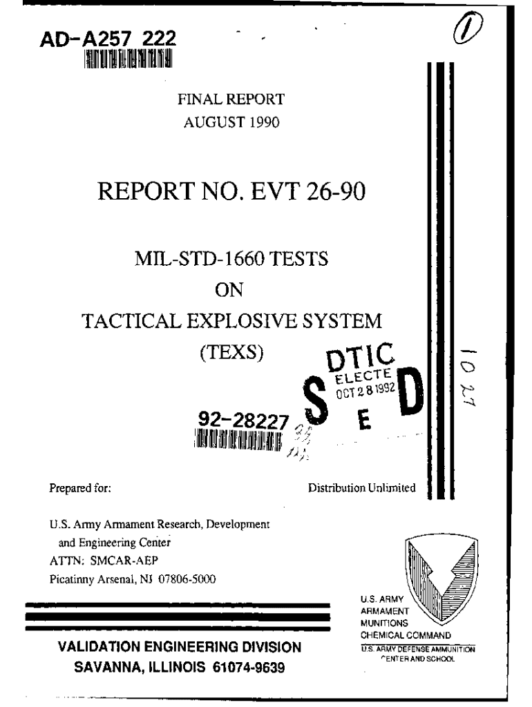 Fillable Online MIL-STD-1660 Tests on Tactical Explosive System (TEXS ...