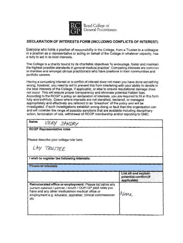 Fillable Online 2 DECLARATION OF INTERESTS FORM (INCLUDING ... Fax Email Print - pdfFiller