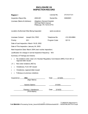 Fillable Online Allegheny General Hospital, Inspection Report 03002981/ ...
