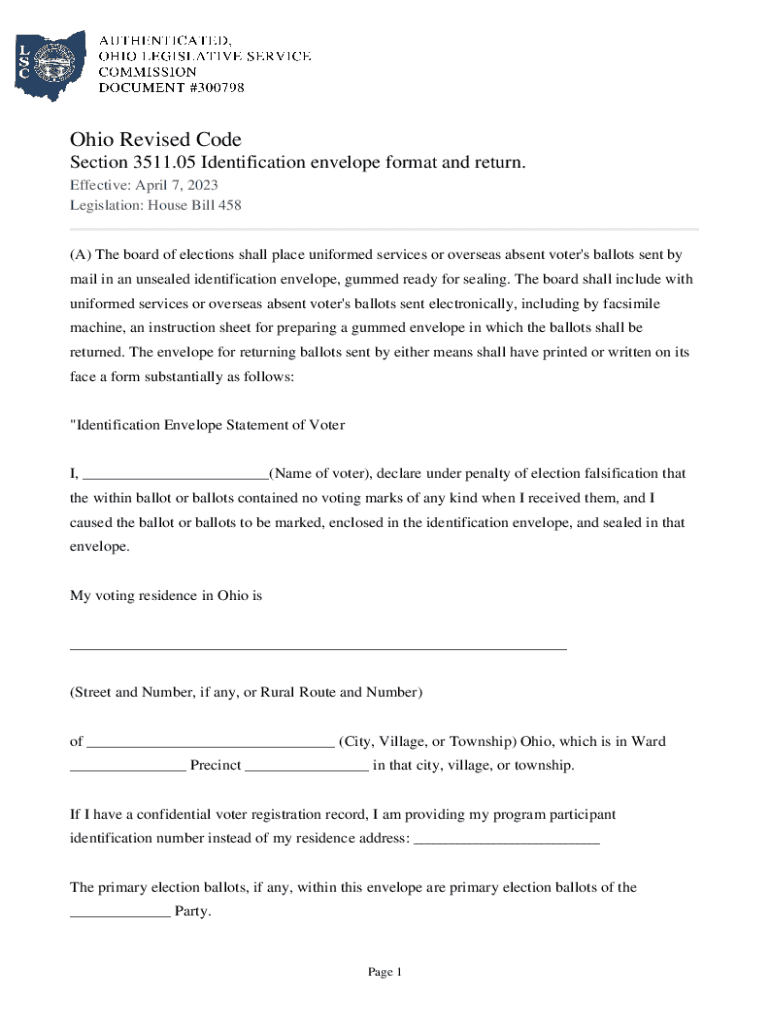 Fillable Online codes ohio Ohio Revised Code - Section 3511.05 ...