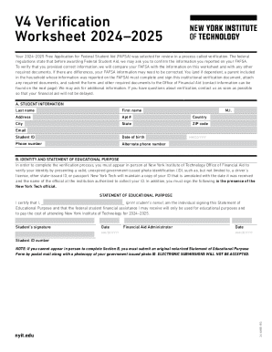 Fillable Online V4 Verification Worksheet 20242025 Fax Email Print - pdfFiller