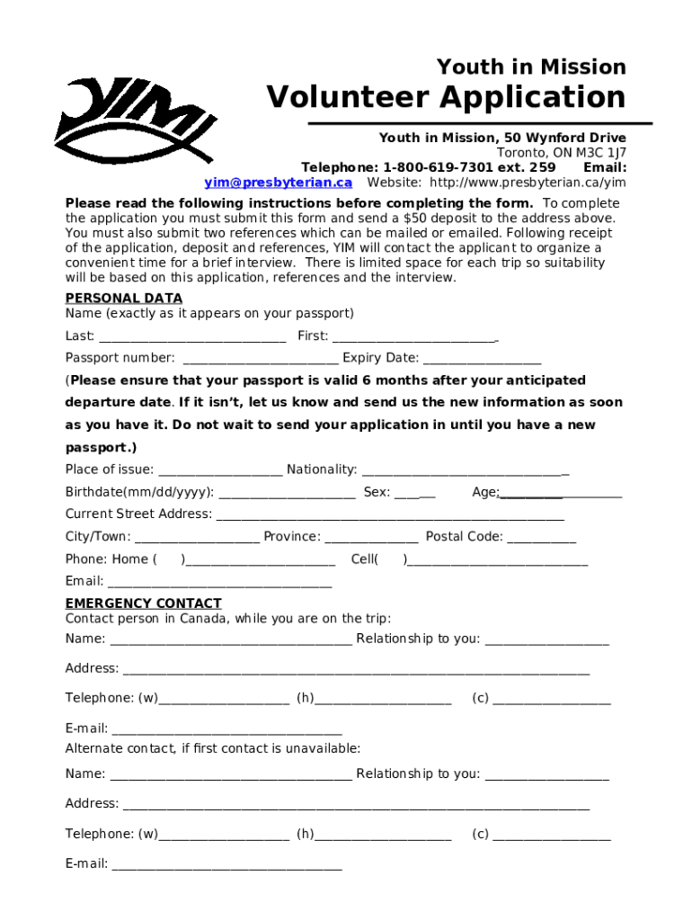 CenterNon-Profit Youth Group Volunteer Application Doc Template | pdfFiller