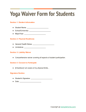 Fillable Online Yoga Waiver Form for Students Fax Email Print - pdfFiller
