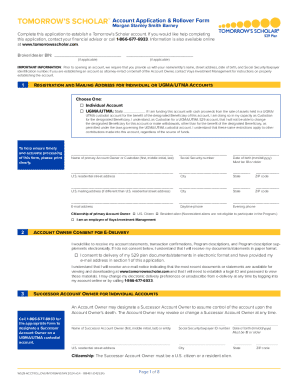 Fillable Online TOMORROW'S SCHOLAR Account Application & Rollover Form Fax Email Print - pdfFiller