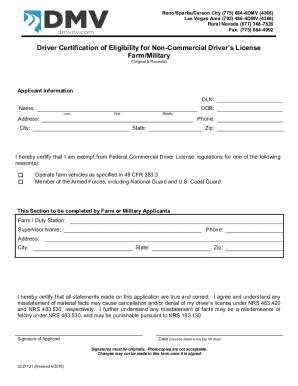 Fillable Online Application for Nevada Driver's License by Mail Fax ...