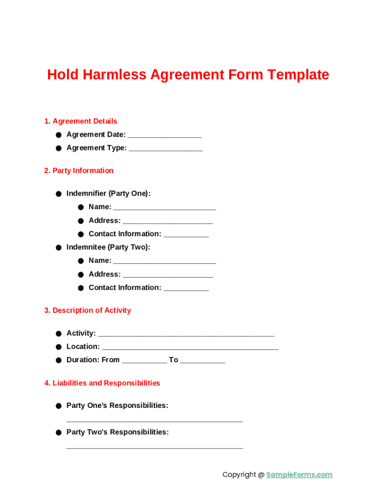 Hold-Harmless (Indemnity) Agreement (United States) Doc Template ...