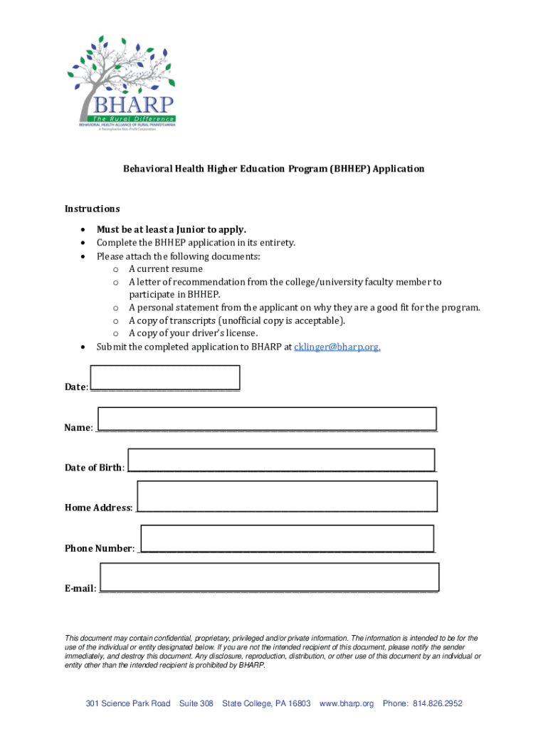 Fillable Online Behavioral Health Higher Education Program (BHHEP ...