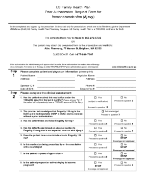 Fillable Online TRICARE Prior Authorization Request Form for Ajovy Fax ...