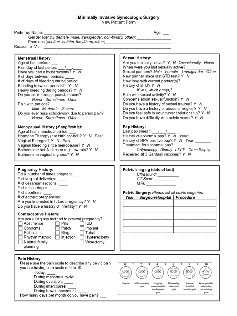 Fillable Online Minimally Invasive Gynecologic Surgery New Patient Form ...