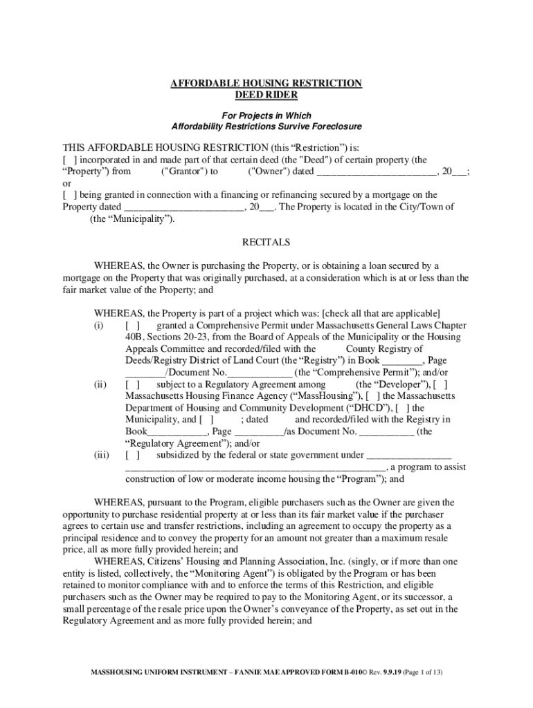 Fillable Online Policy Changes to Deed Restricted Properties Fax Email ...