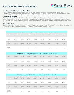 Fillable Online FASTEST FLYERS RATE SHEET Fax Email Print - pdfFiller