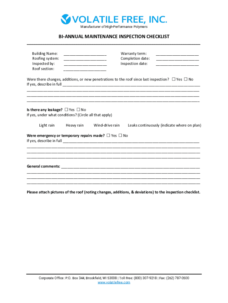 Fillable Online Roof Inspection Checklist for Residential Shingle Roofs ...