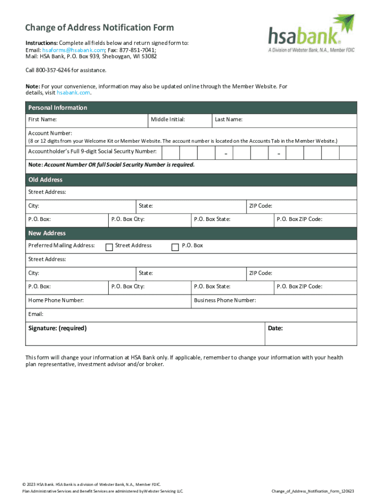 Fillable Online Change of Address Notification Form - - Fax Email Print - pdfFiller