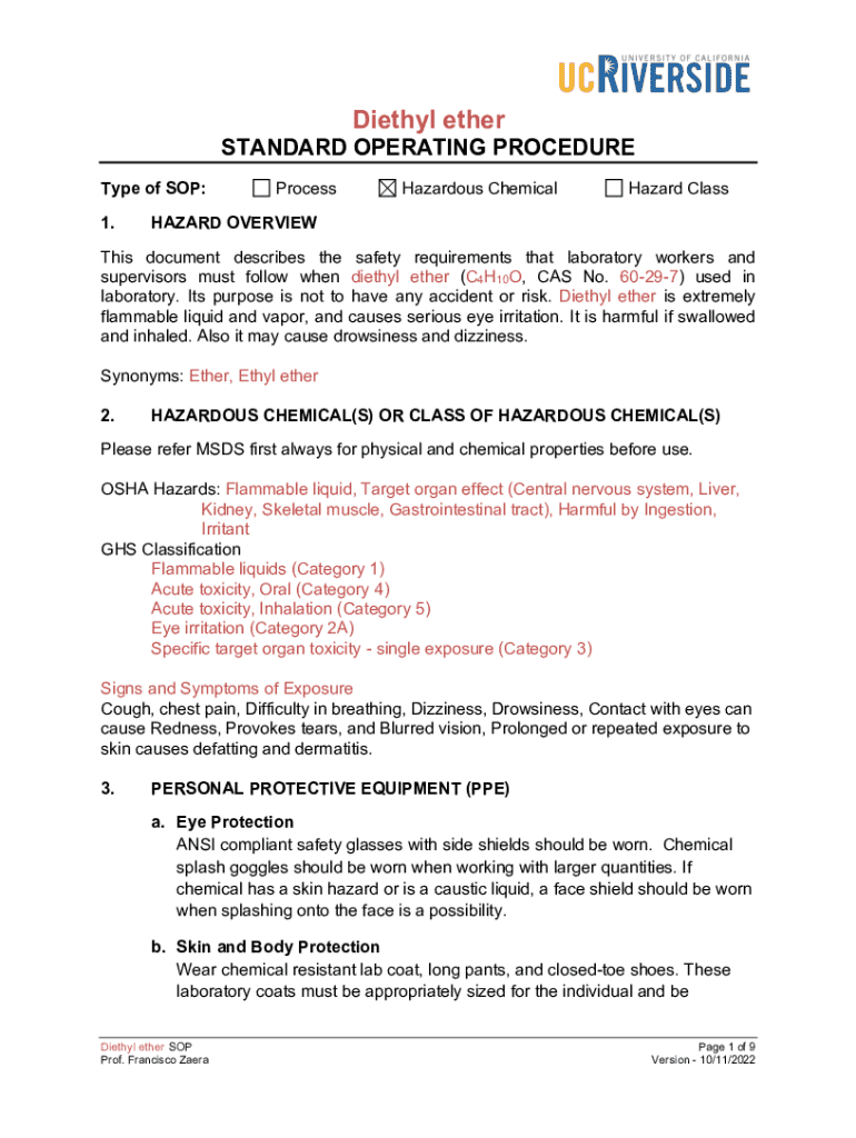 Fillable Online Lab Safety Guideline: Diethyl Ether - ehs.harvard.edu Fax Email Print - pdfFiller