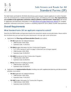 Fillable Online Standard Forms (SF) Fact Sheet for Safe Streets and ...
